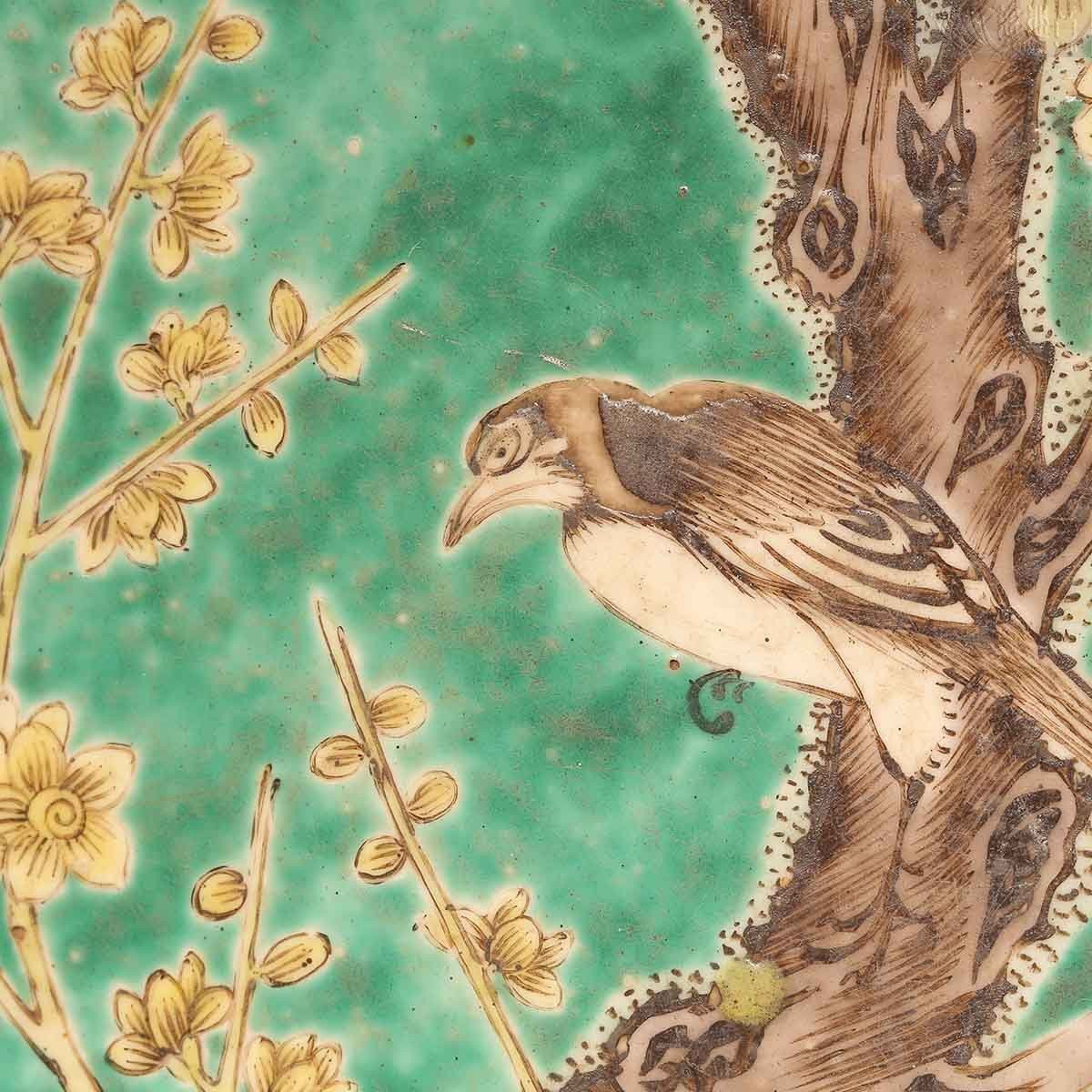 A Green-Ground Sancai 'Magpie and Prunus' Plaque CiBeiYin