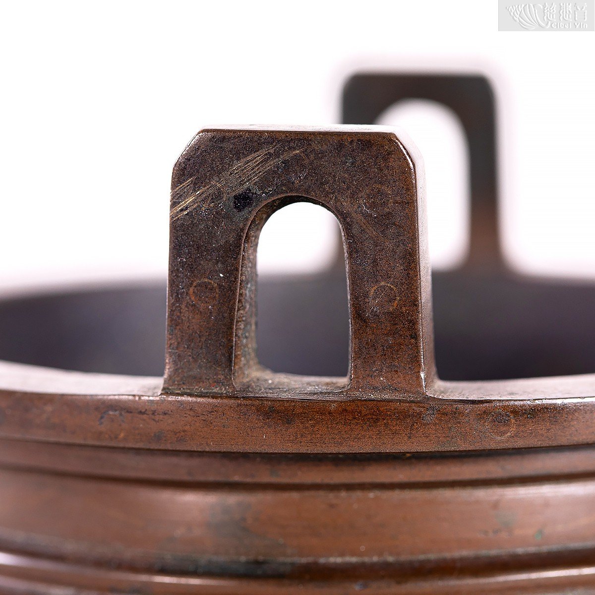 Bronze Inlaid Silver Wire Stone Old Man Shouzi Pattern Ding Furnace ...