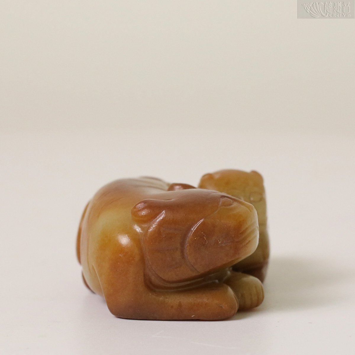 A Yellow and Russet Jade 'Tiger and Cub' Group CiBeiYin