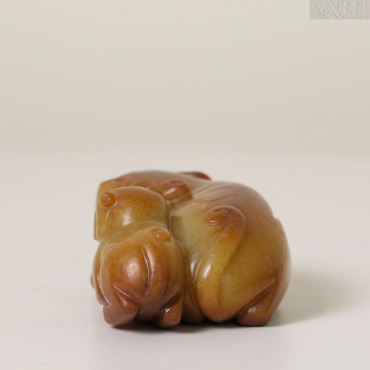 A Yellow and Russet Jade 'Tiger and Cub' Group CiBeiYin
