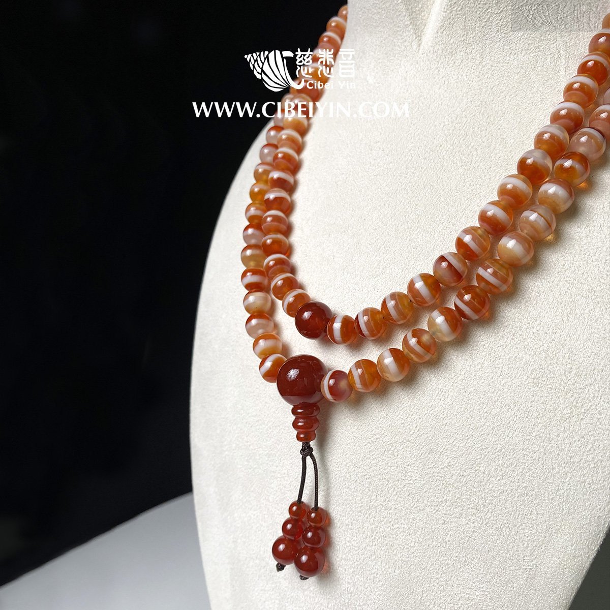 Natural Agate Medicine Buddha 108 Prayer Beads 03-09 CiBeiYin