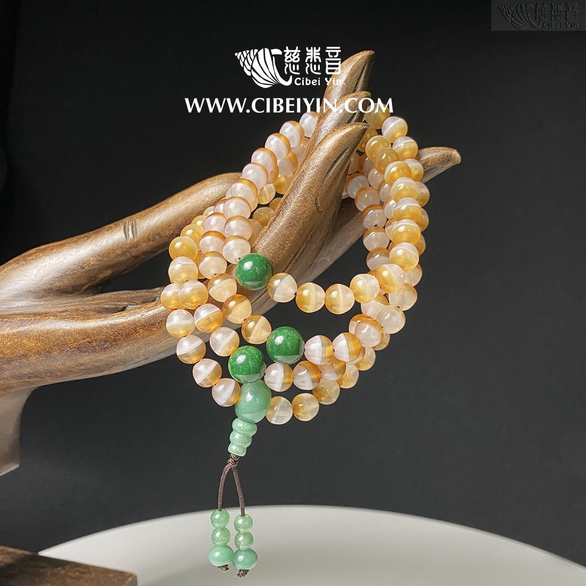 Natural Agate Medicine Buddha 108 Prayer Beads 03-12 CiBeiYin