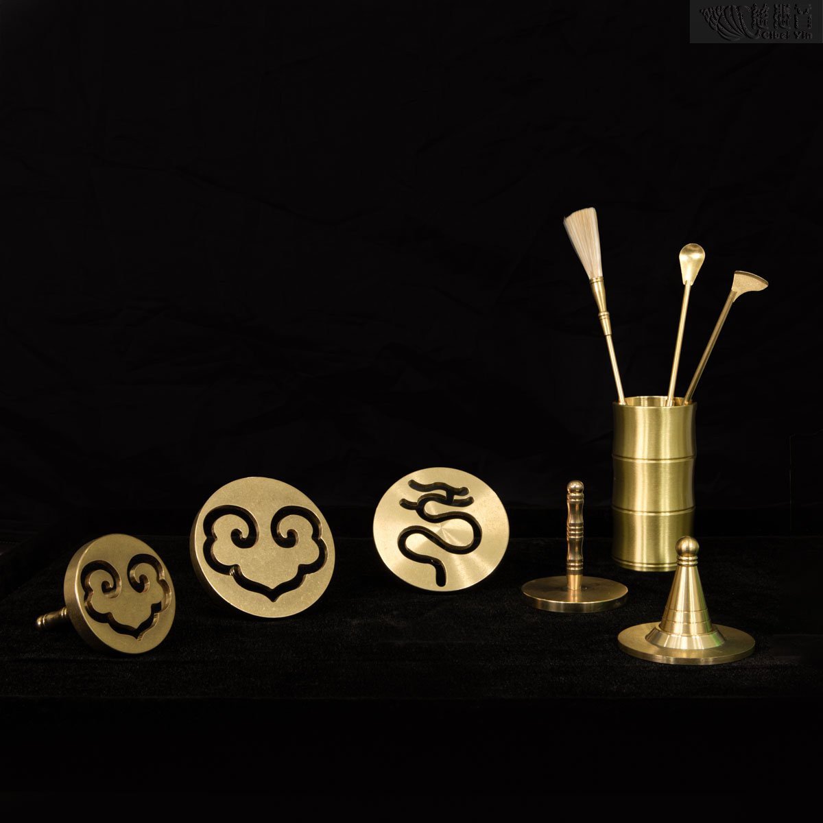 9-Piece Brass Incense Powder Tool Set CiBeiYin